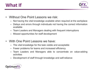One point lessons (OPLs) | PPTX
