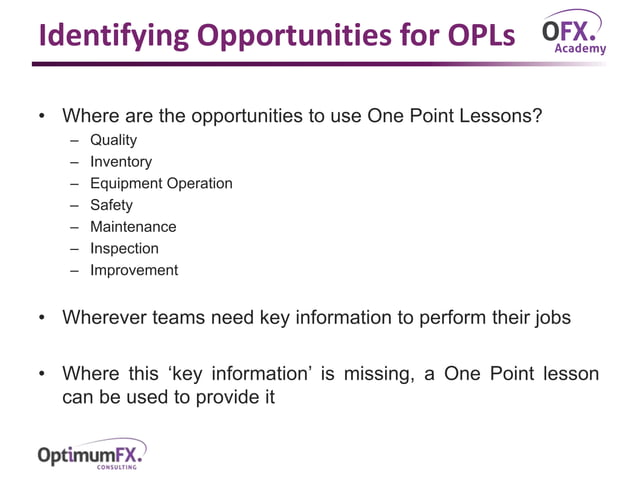 One point lessons (OPLs) | PPTX | Career Advice | Careers