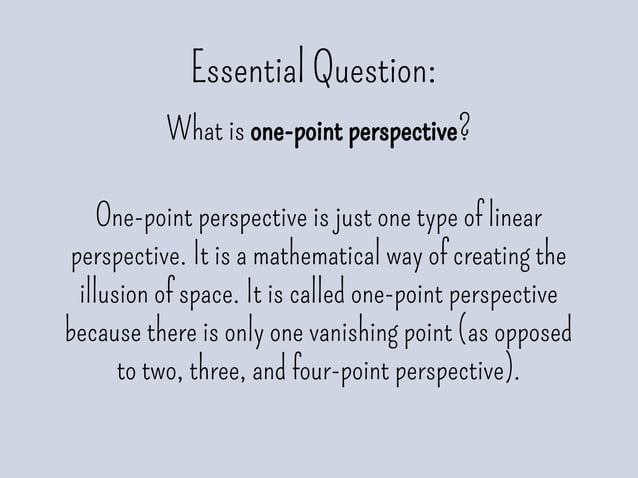 One point perspective | PDF | Drawing and Sketching | Arts and Crafts