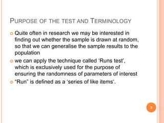 One sample runs test | PPTX