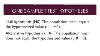 ONE SAMPLE t-test. ABOUT STATISTIS AND ATHpptx | PPT | Free Download