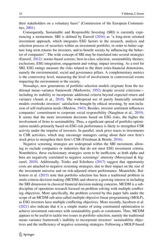 On ESG Portfolio Construction construction, A Multi-Objective | PDF