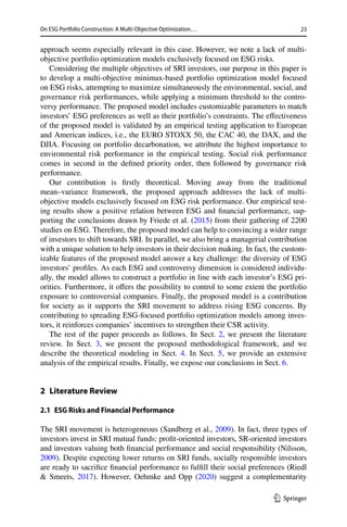 On ESG Portfolio Construction construction, A Multi-Objective | PDF