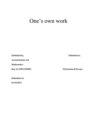 One’s own work | PDF