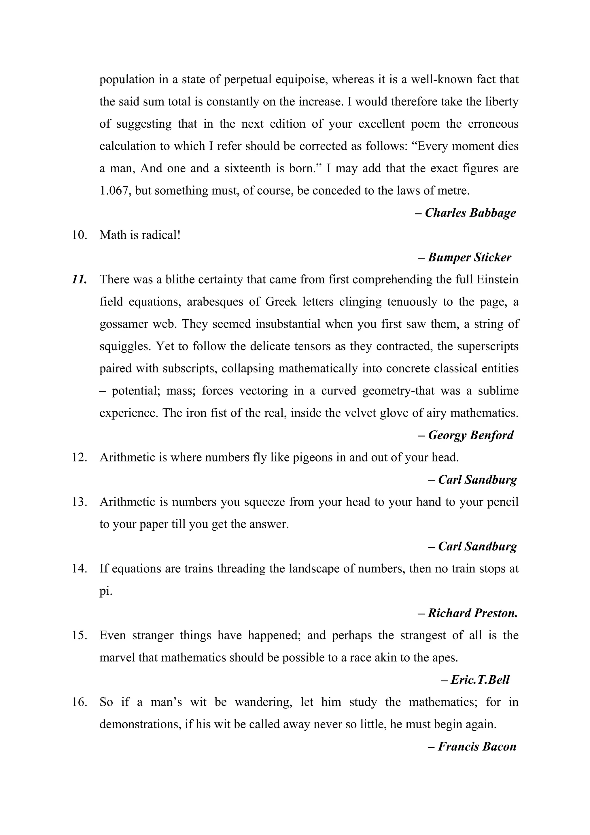One’s own work quotes on mathematics | PDF