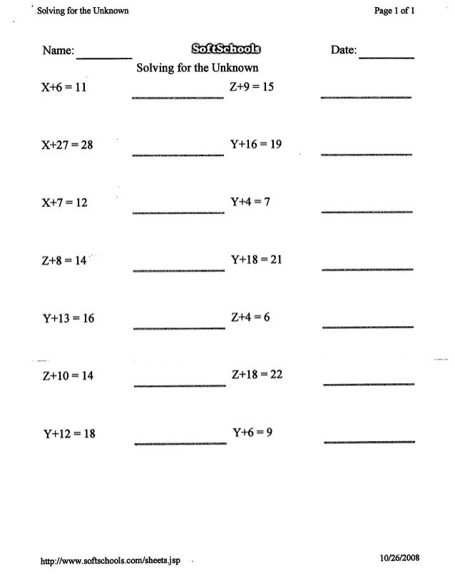 One Step Equations One Step Equations