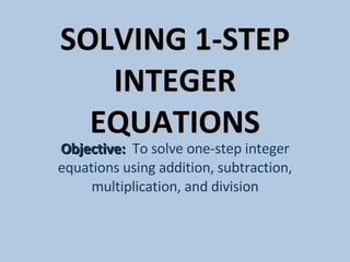 Onestepequations | PPT