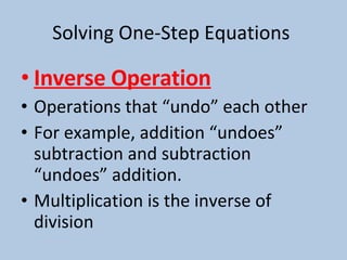 Onestepequations | PPT