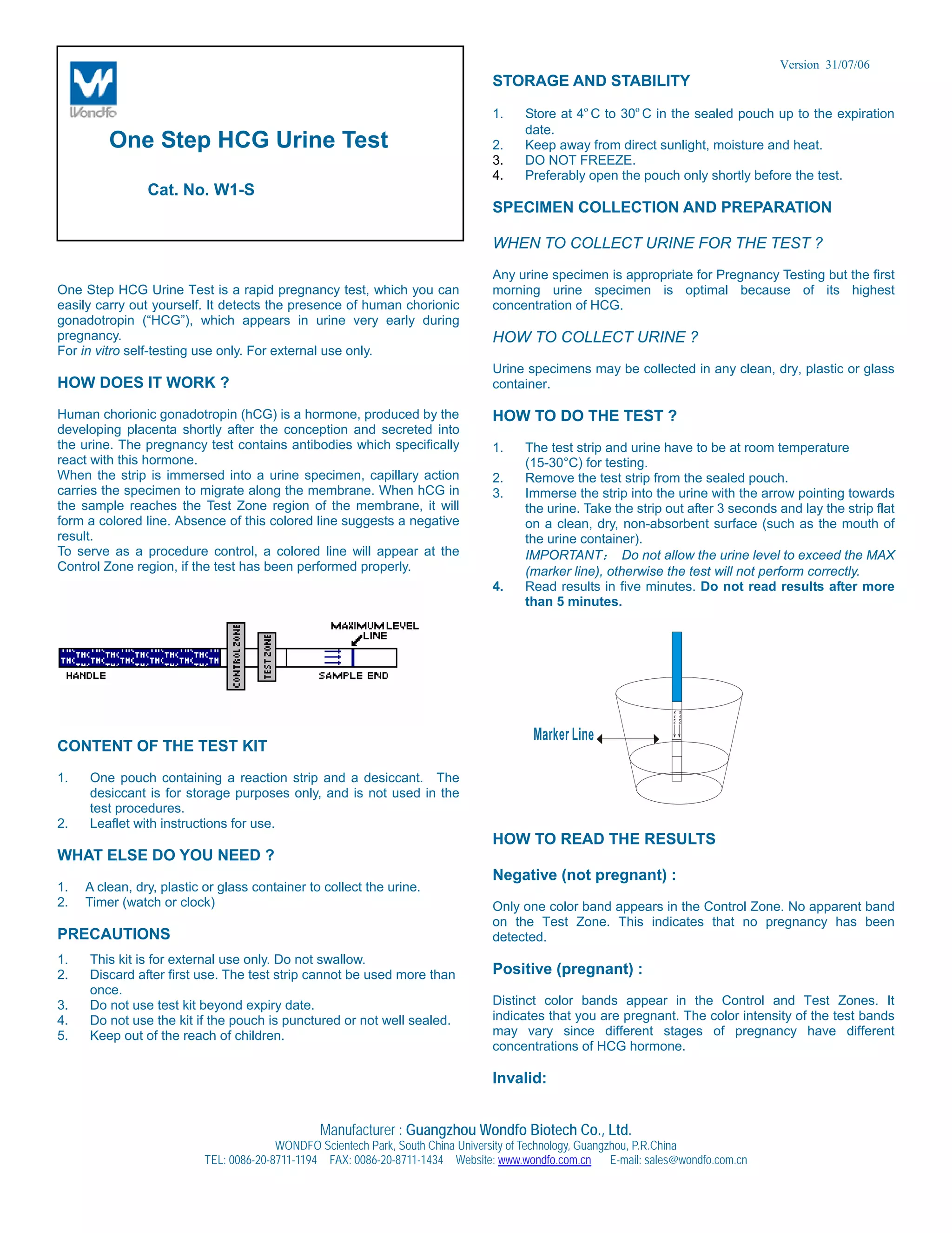 One Step HCG Urine Test - HOW DOES IT WORK? | PDF