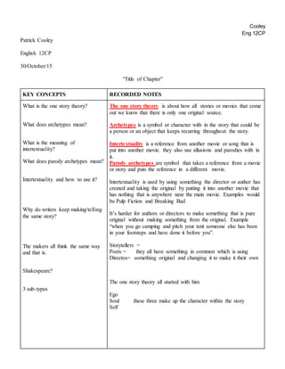 One storytheoryquestionnotes | PDF