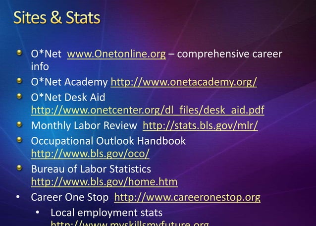 O*net Career Management Tool | PPTX