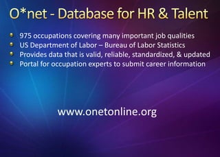 O*net Career Management Tool | PPTX