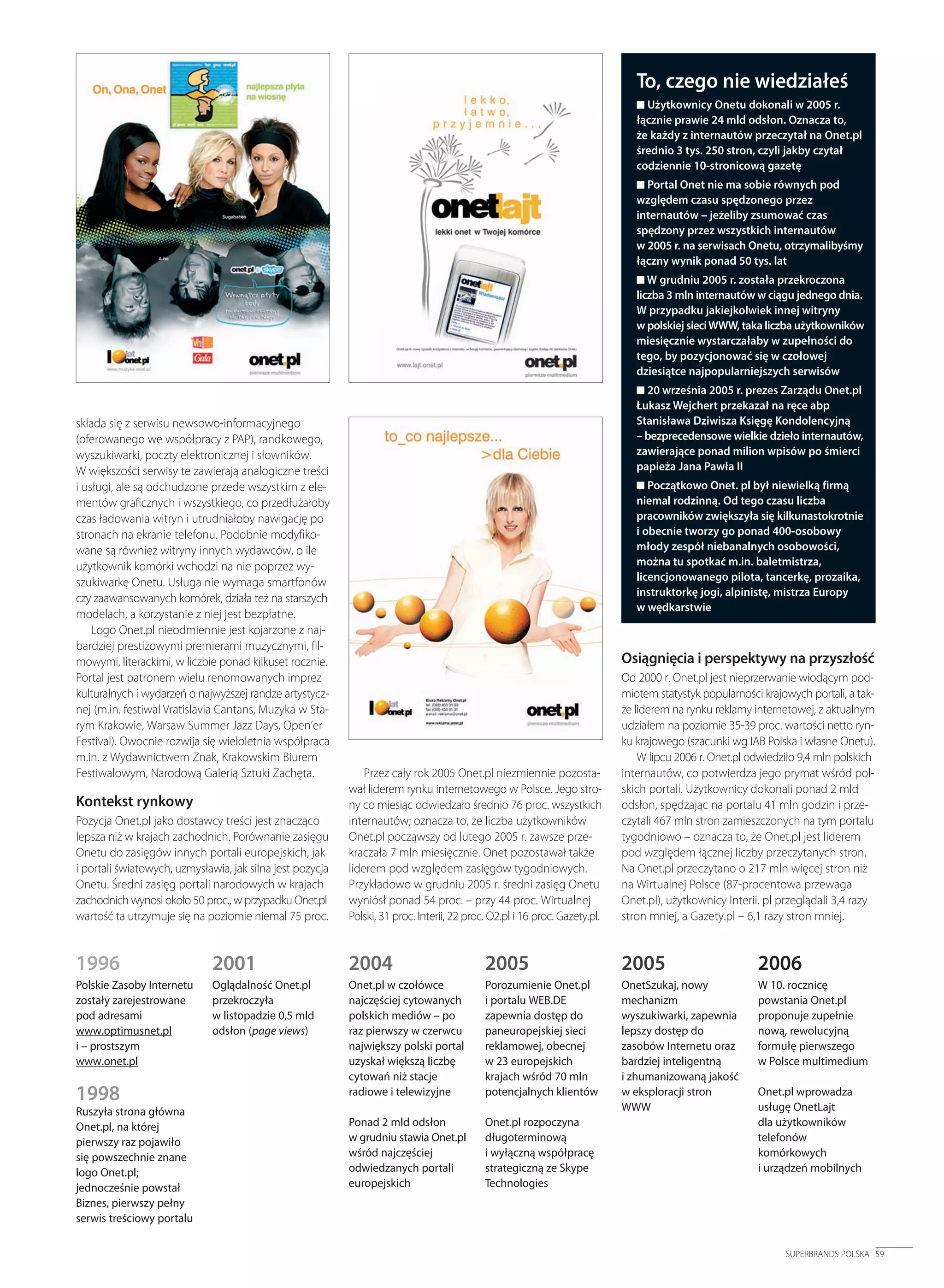 Case study marki Onet.pl z Albumu Superbrands Polska 2006 | PDF