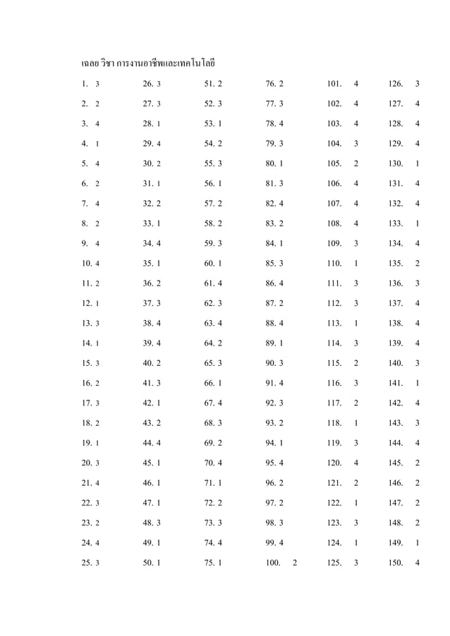เฉลย Onet 50 | PDF