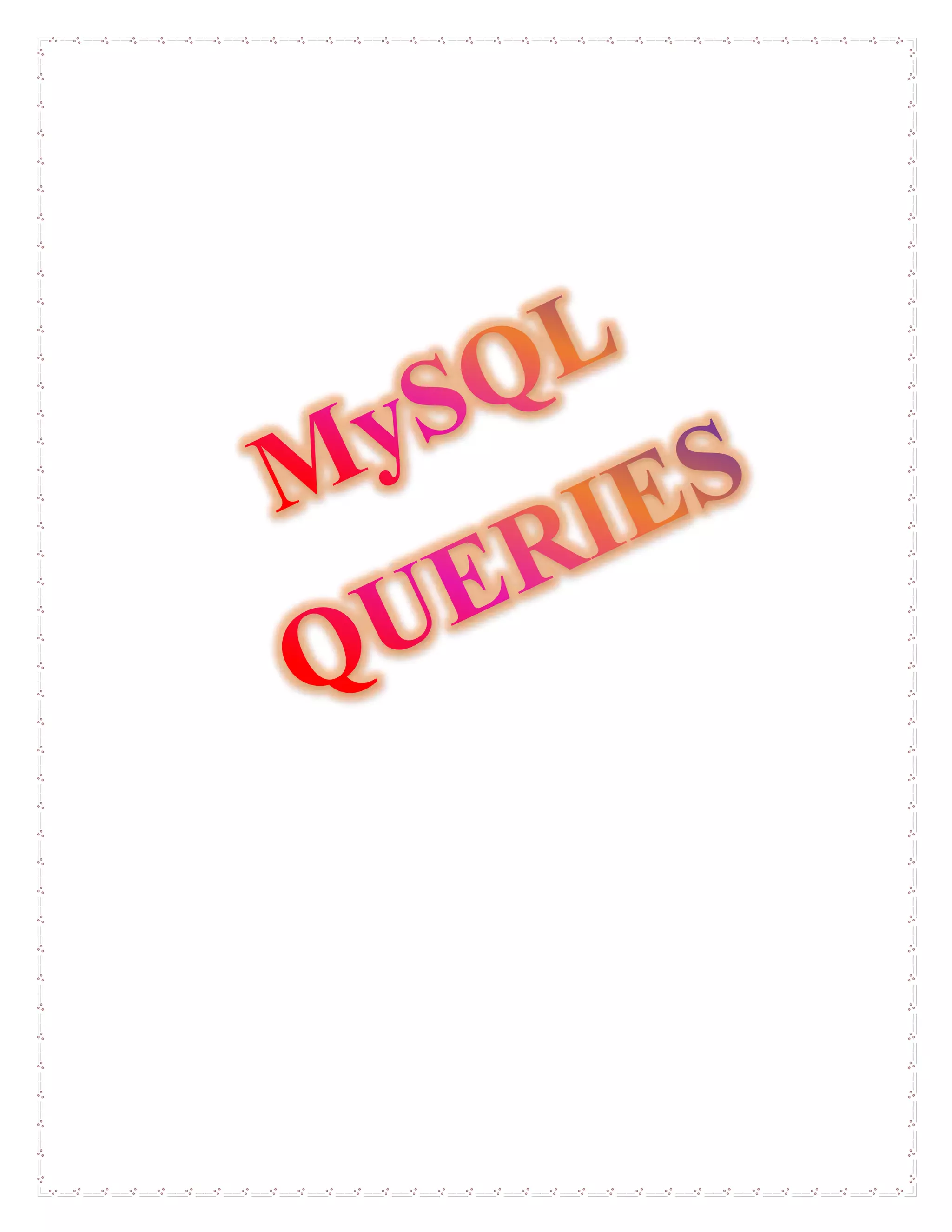 One table MySQL queries | PDF One table MySQL queries | PDF
