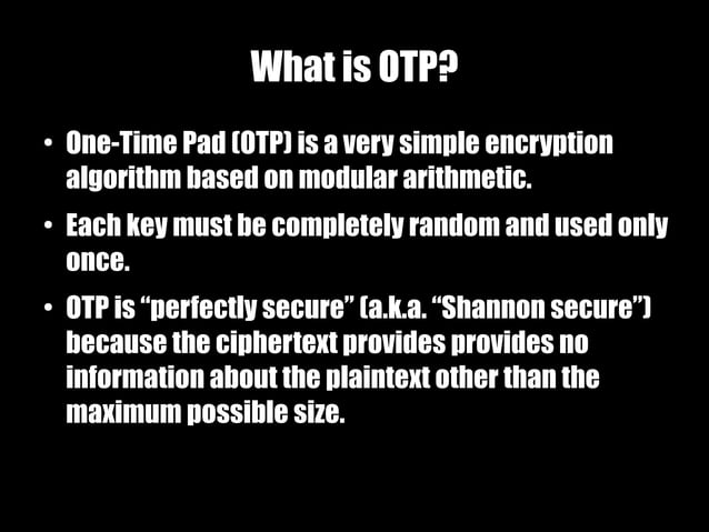 One-Time Pad Encryption | ODP | Programming Languages | Computing
