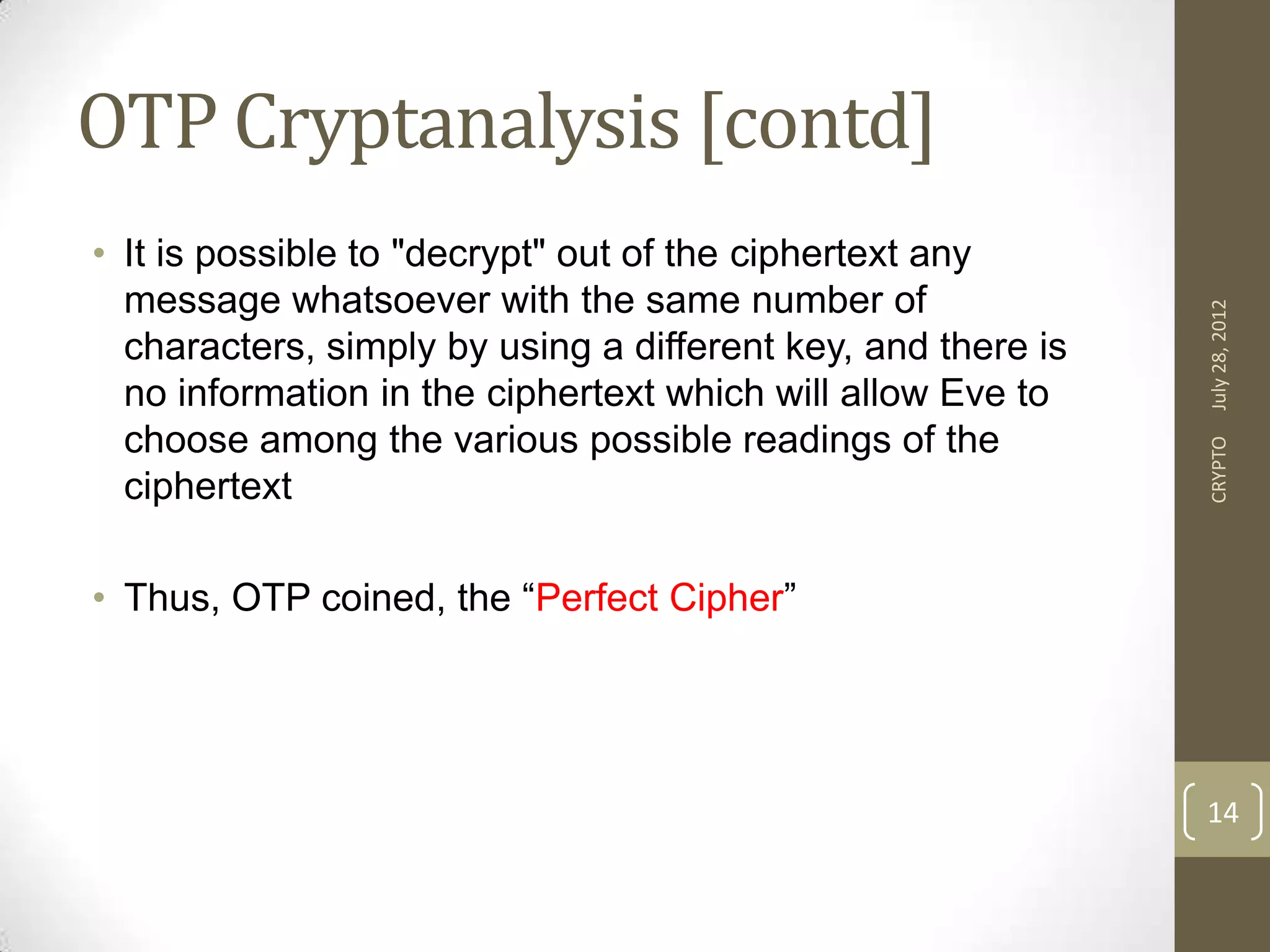 One Time Pad Encryption Technique | PPTX