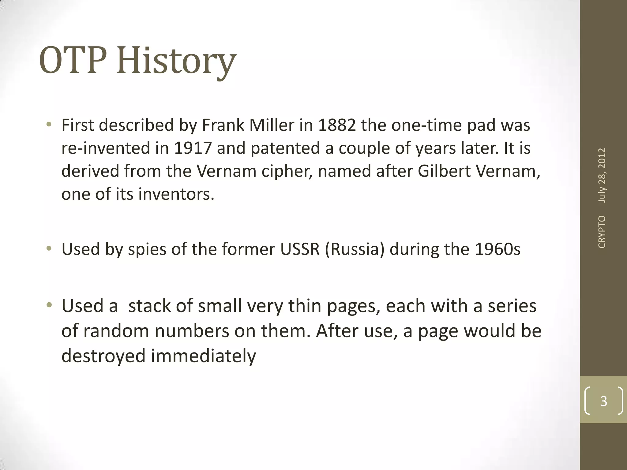 One Time Pad Encryption Technique | PPT | Free Download