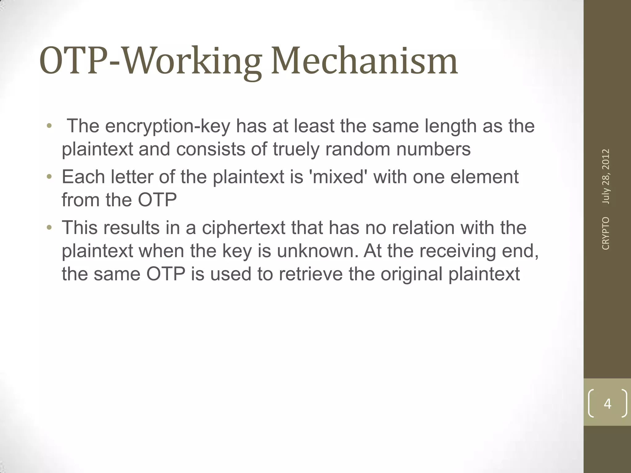 One Time Pad Encryption Technique | PPTX