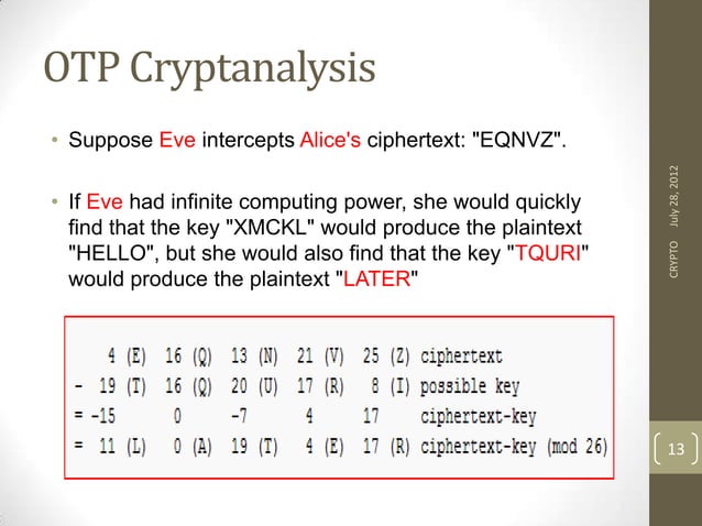 One Time Pad Encryption Technique | PPTX