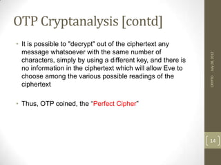 One Time Pad Encryption Technique | PPTX