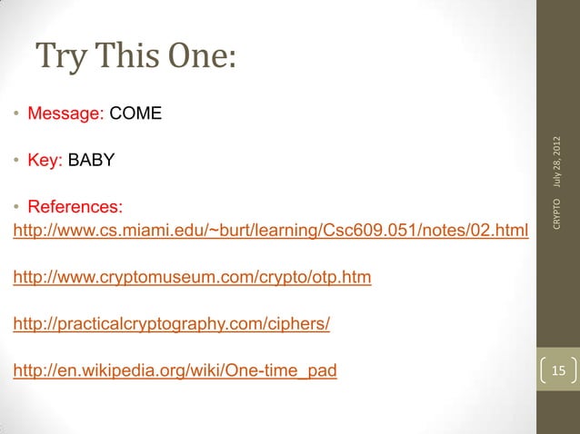 One Time Pad Encryption Technique | PPTX