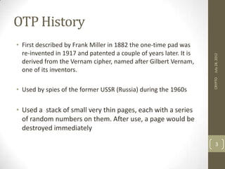 One Time Pad Encryption Technique | PPTX