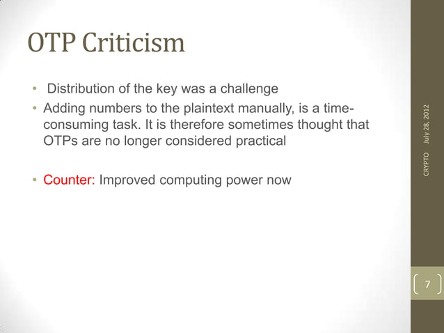 One Time Pad Encryption Technique | PPTX