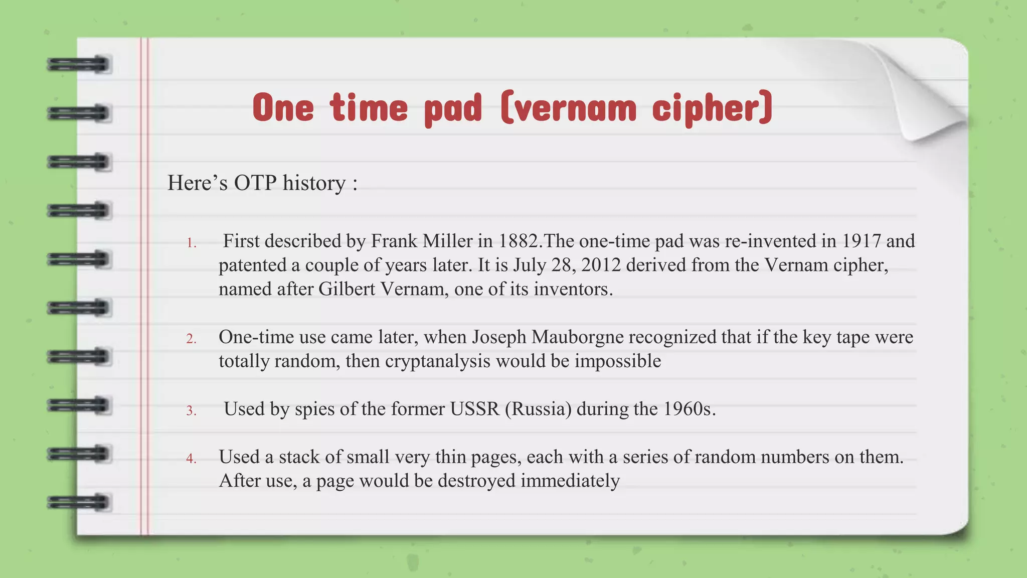 One time Pad Encryption | PPTX