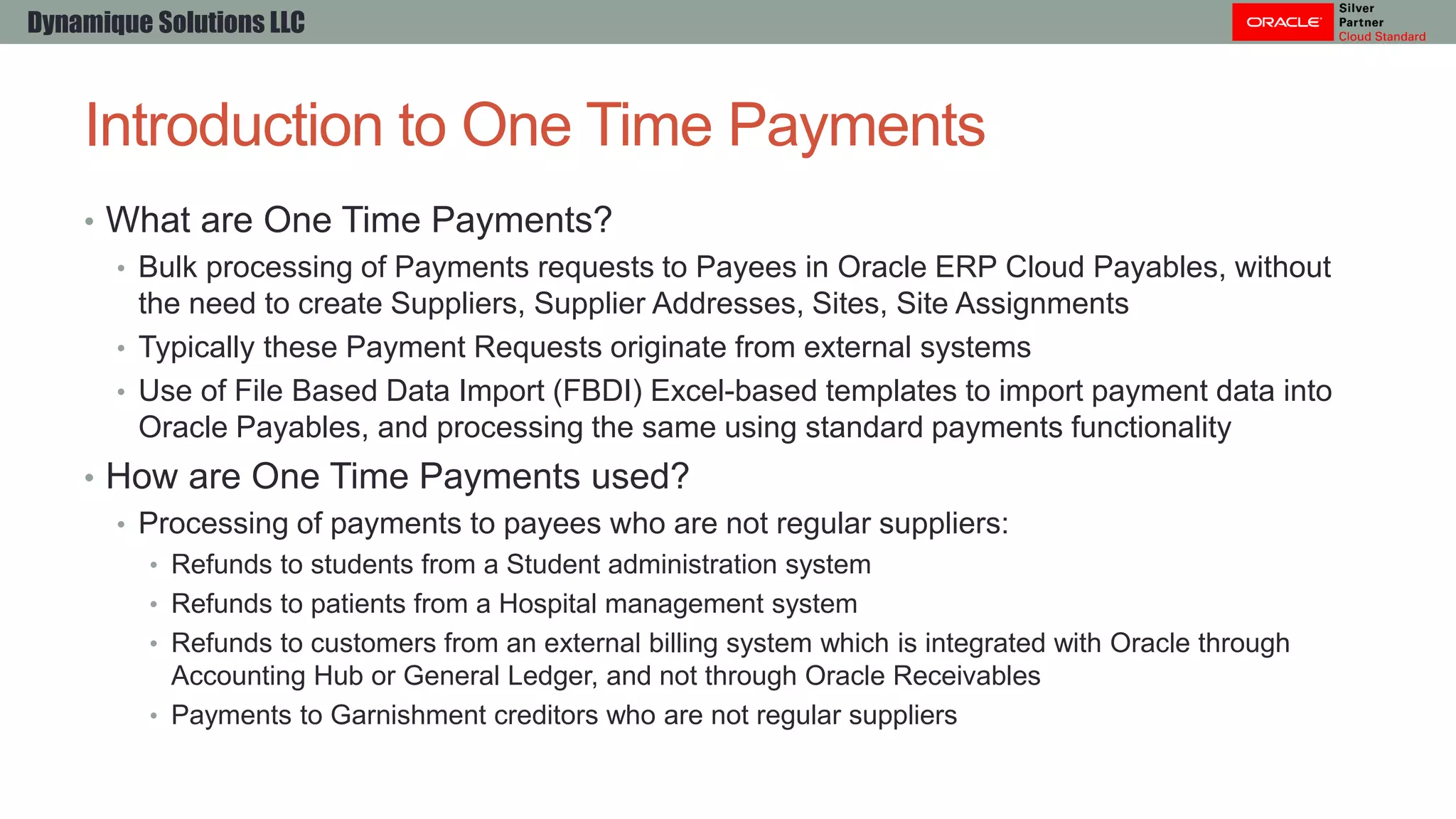 One time payment requests in Oracle ERP Cloud | PDF