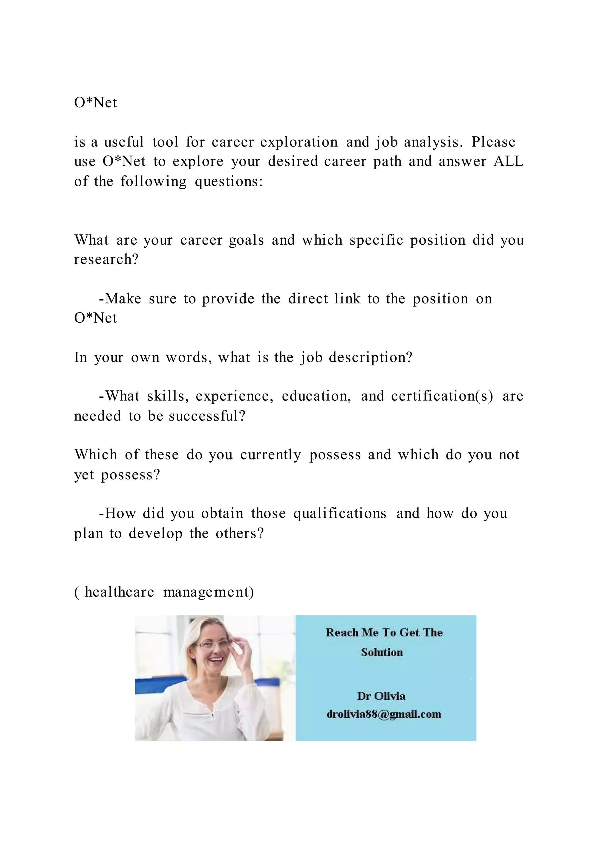 ONetis a useful tool for career exploration and job analysis. P | DOCX