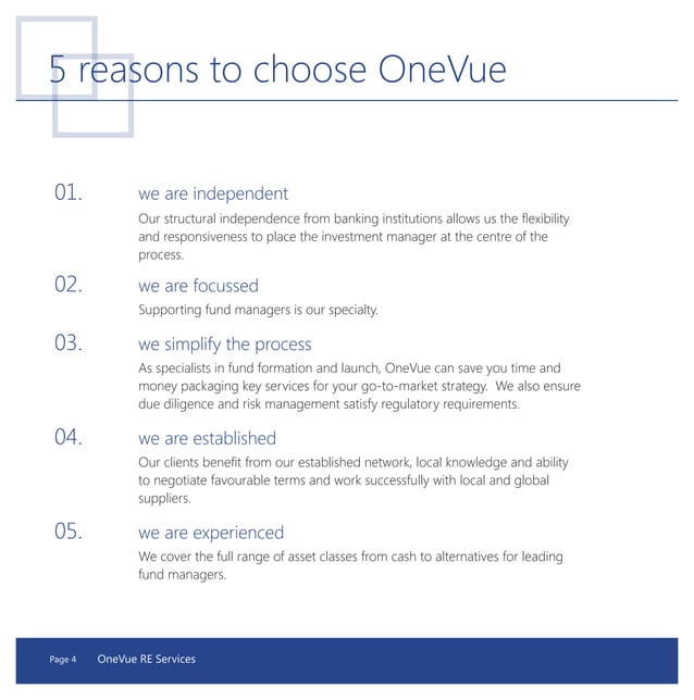OneVue's RE solutions | PDF