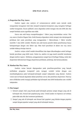 MAKALAH STATISTIKA ONE WAY ANAVA | DOCX