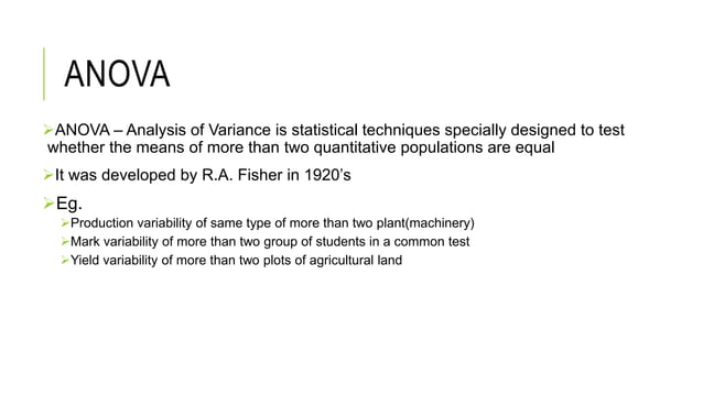 One way ANOVA | PPTX