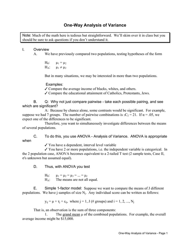 One Way ANOVA.pdf | Physics | Science