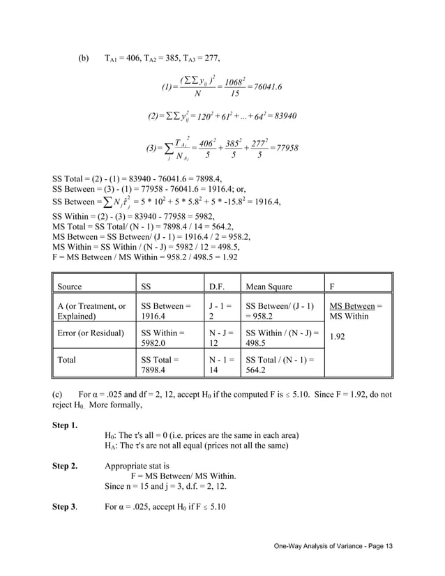 One Way ANOVA.pdf | Physics | Science