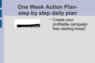 One Week Marketing Plan | PPT