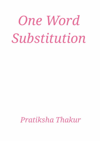 One Word Substitution | PDF