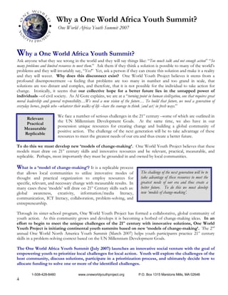 One world africa youth summit concept doc [april 6th] | PDF