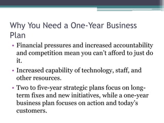 One year business plan | PPTX