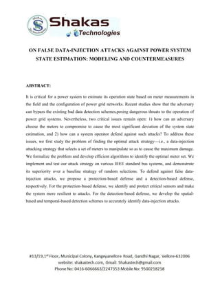On false data injection attacks against power system | DOC