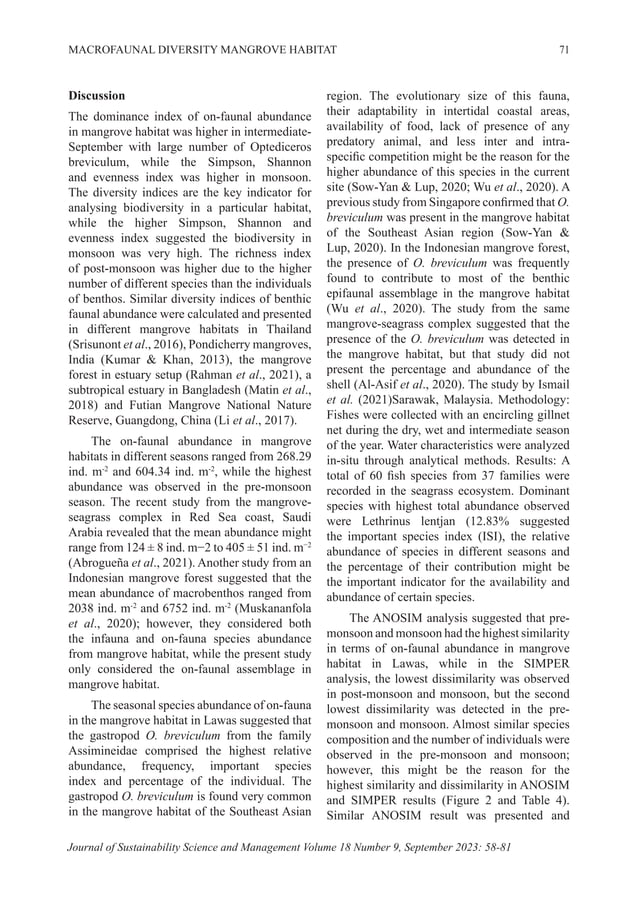Macrofaunal diversity on the surface sediment of mangrove habitat ...