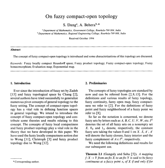 On fuzzy compact open topology | PDF | Maps & Navigation