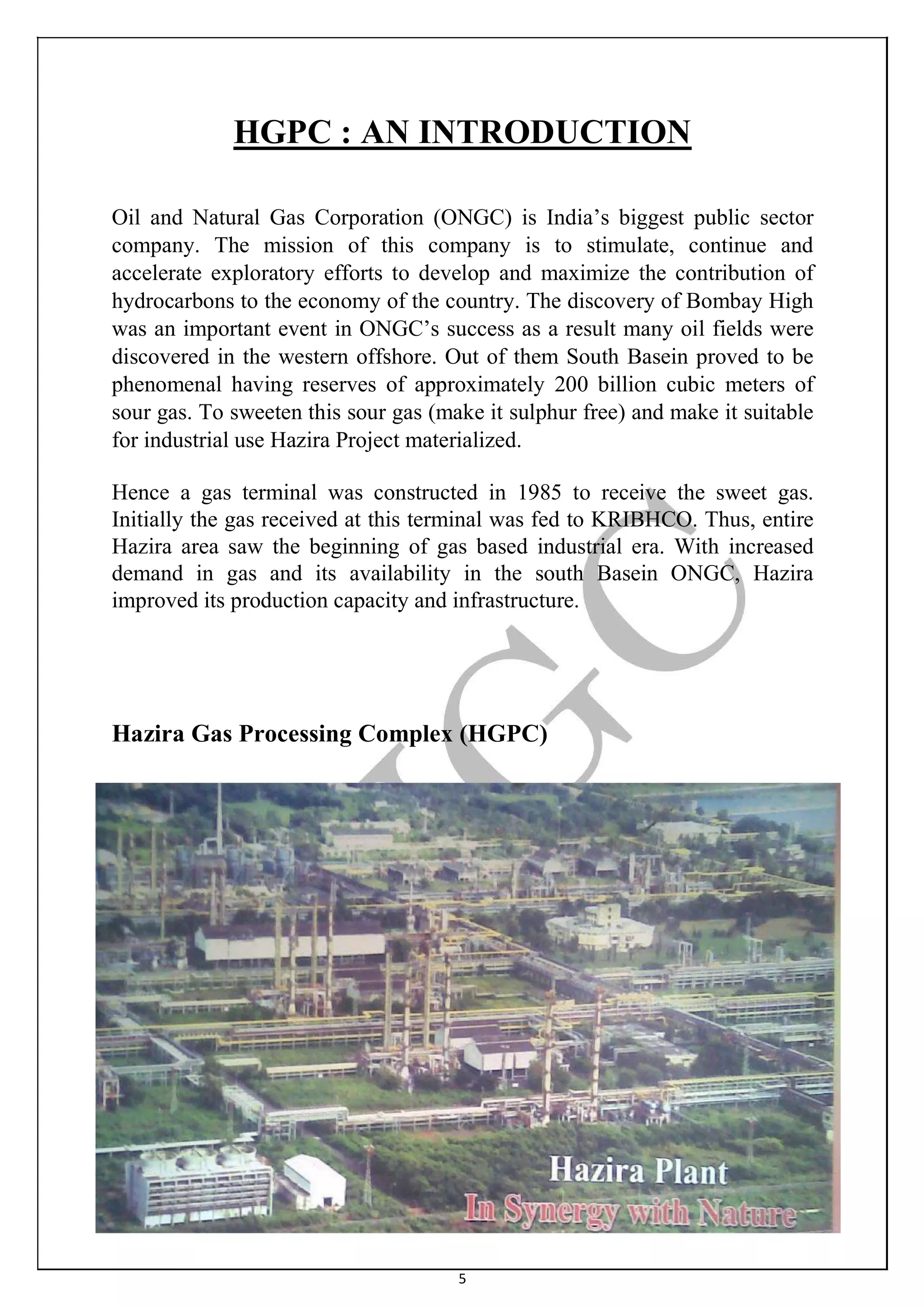 ONGC HAZIRA PROJECT REPORT | PDF
