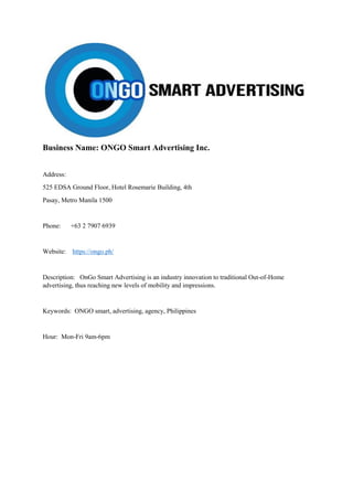ONGO Smart Advertising Inc. | PDF