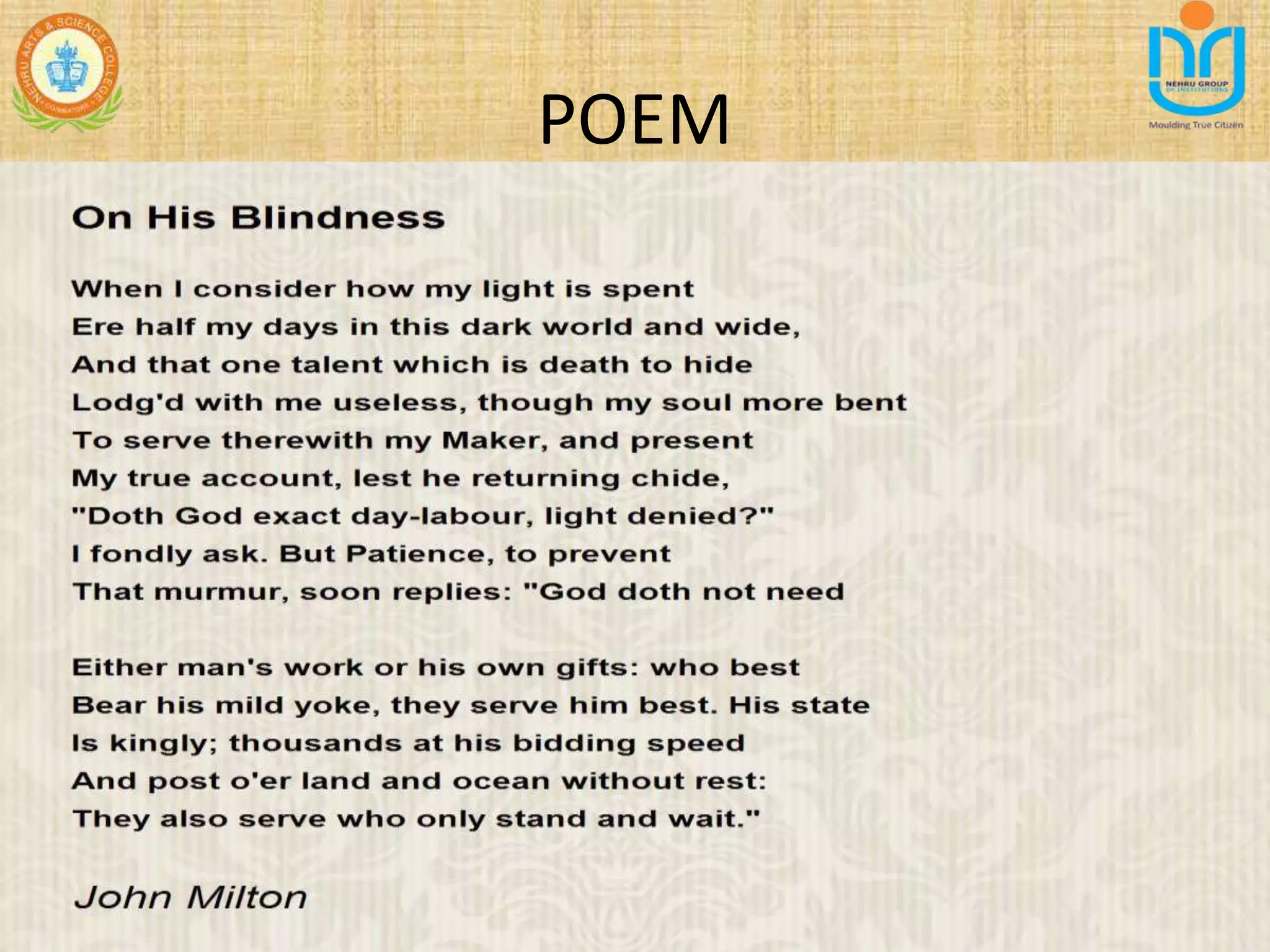 ON HIS BLINDNESS.pptx