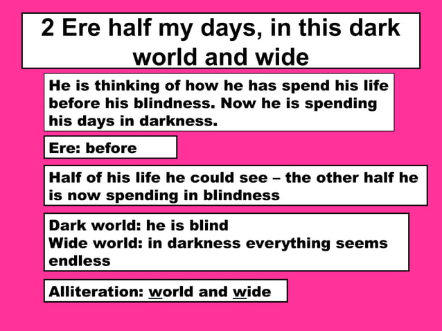On his blindness poem Analysis for grade 11 | PPT