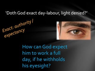 On his Blindness Sonnet 19 by John Milton | PPTX