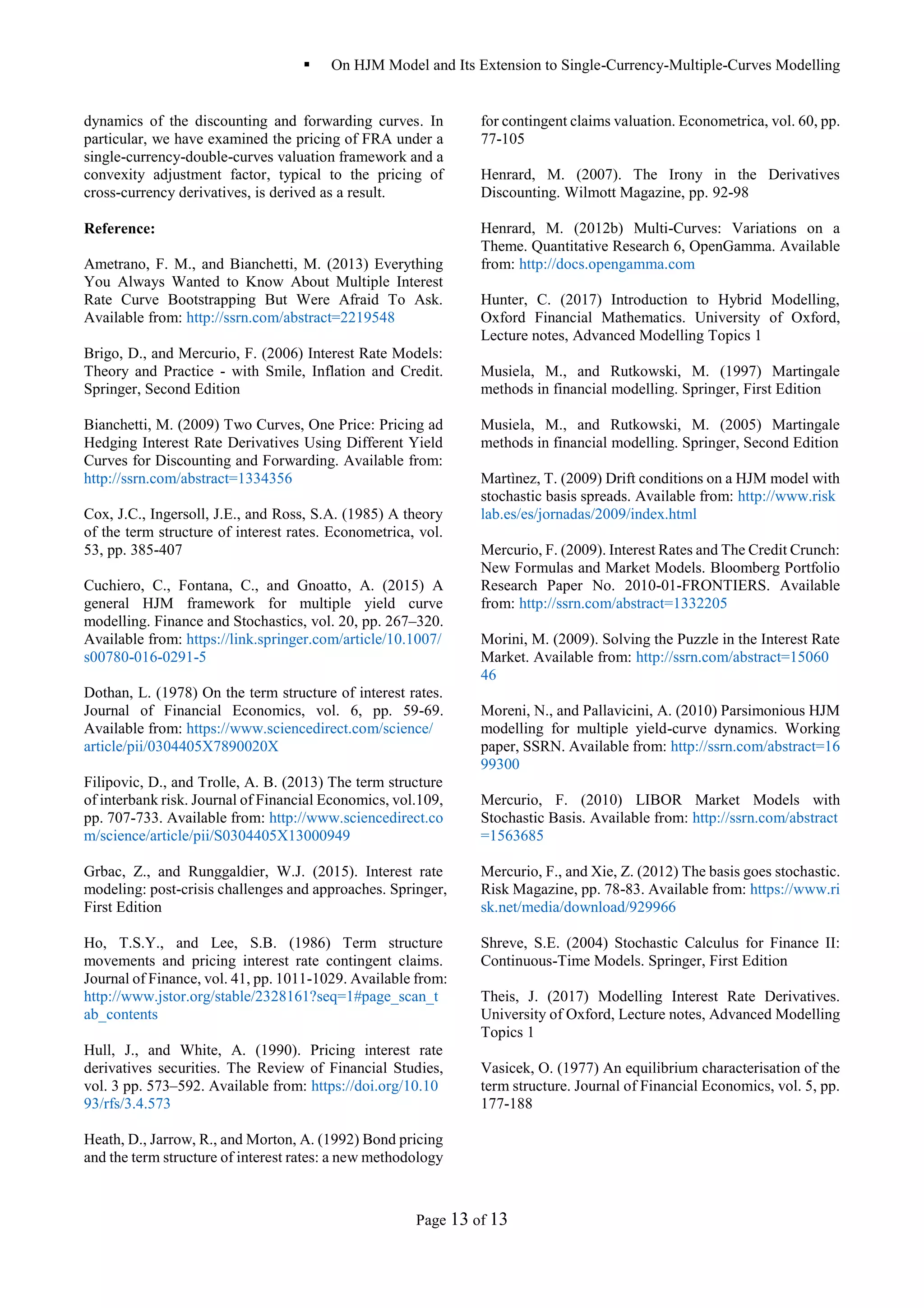 Multi-curve modelling | PDF