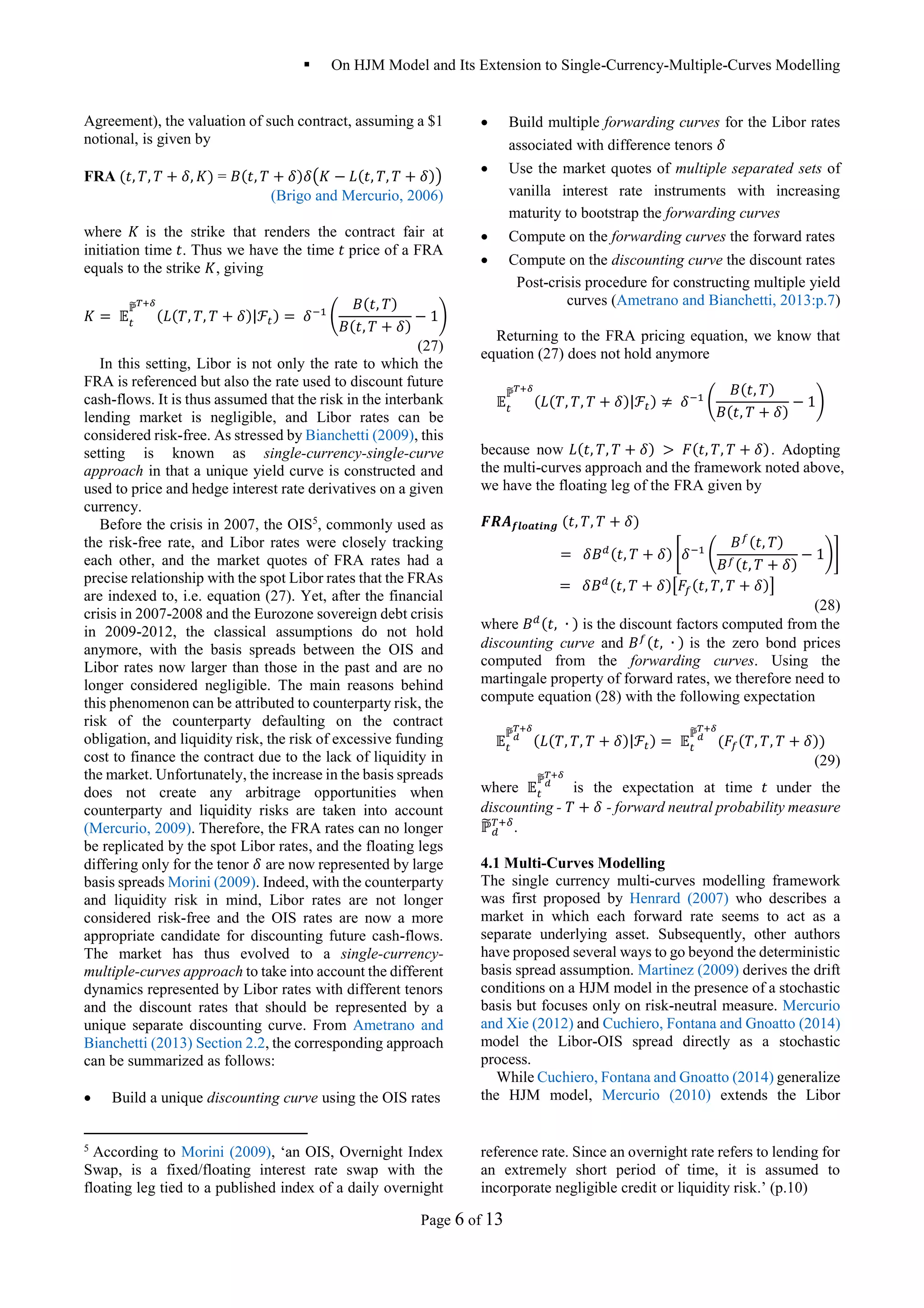 Multi-curve modelling | PDF